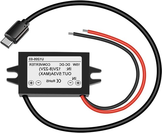 Waterdichte 12V naar 5V 3A Converter Type C USB C DC-DC Step Down ...