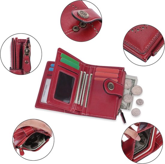 Kleine Vintage Portemonnee Dames met Rits - Draagbare Kaartenhouder ...