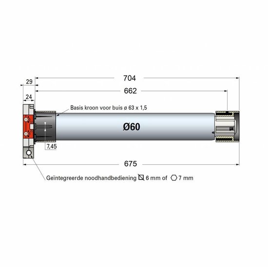 Simu T6 DMI buismotor met noodhandbediening - Kracht: 100 Nm | bol