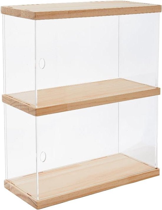 2 Tier Acryl Display Case met Houten Base Organizer Box voor ...
