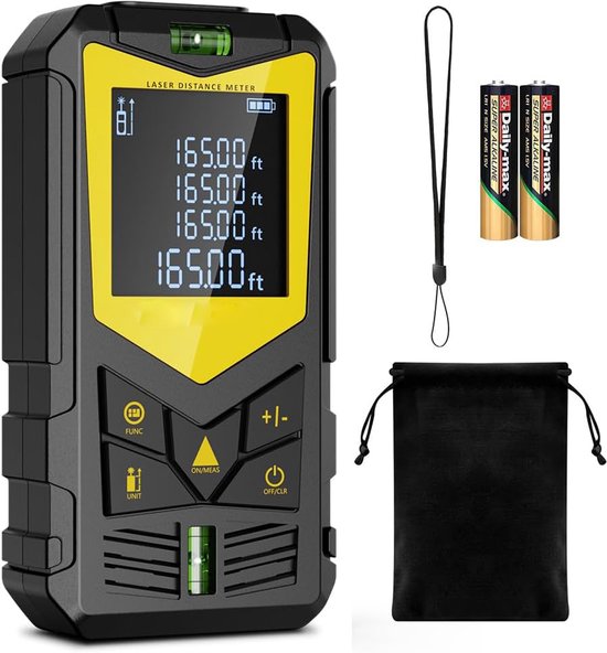 Laserafstandsmeter 50M met Waterpasniveaus – Digitale Meetinstrument – IP54 Stof- en... | bol