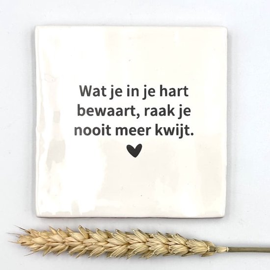 Tegeltje - Wat je in je hart bewaart, raak je nooit meer kwijt - grijs ...