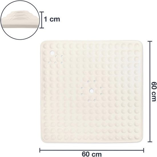 Anti-slip douchemat vierkant 60x60 cm - Voor douche en bad - Wasbaar ...