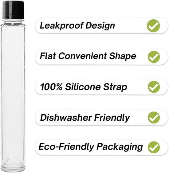 A5 Platte Waterfles 420ml - Lekvrije Herbruikbare Drinkfles - Dun ...