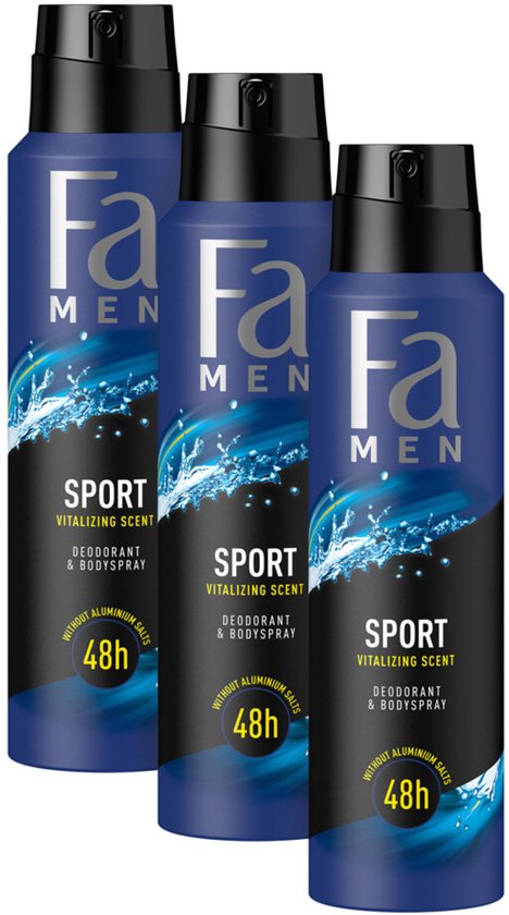 Fa Men Deodorant Spray Sport - 3 x 150 ml - Voordeelverpakking | bol