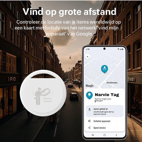 Narvie GPS Tracker Google Find My Device – Sleutelhanger – Voor Android ...