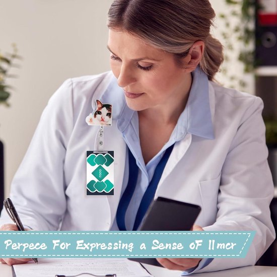 Pull Out Crying Cat ID Card Holder for Nurses - Swivel Crocodile Clip ...
