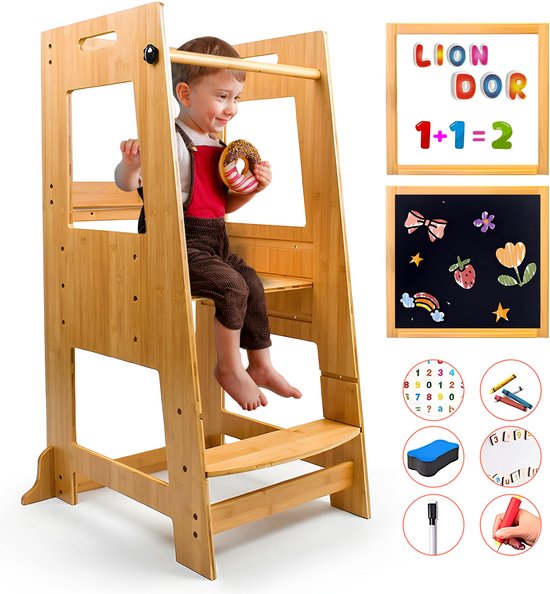 Lion D'or Leertoren - Bamboe, verstelbaar, 2-6 jaar - Met magnetisch ...