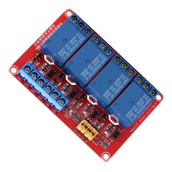 4 Channel Relay Module DC 12V with Optocoupling Isolation | bol