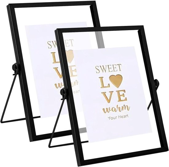 Double-Sided Glass Photo Frame for Pressed Flowers - Black Metal ...