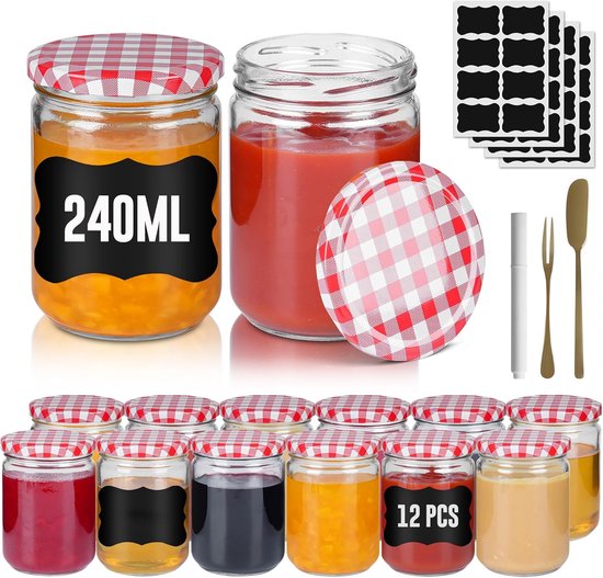 NAIZY Kleine Inmaakpotjes 12-delige set Mason Jar Ronde Jampotjes met ...