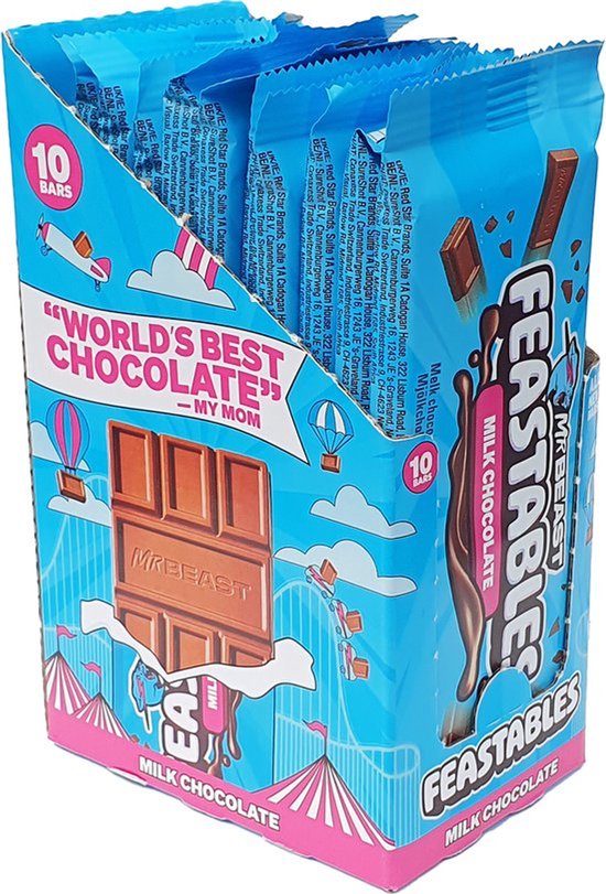 Feastables MrBeast Milk Chocolate chocoladereep - Bevat 10 Repen van 60 ...