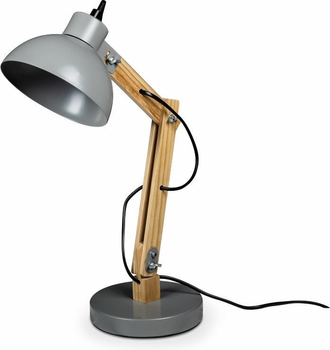 Lanterfant® Lamp Martijn - Bureaulamp - Hout- Staal - Lichtgrijs | bol.com
