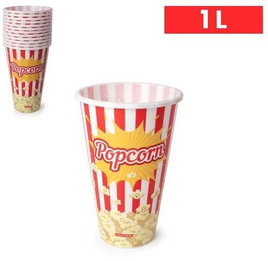 Plasticforte Popcorn bak - rood/wit retro print - kunststof - 12 x 18 ...