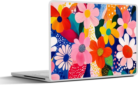 Laptop sticker - 13.3 inch - Bloemen - Kleurrijk - Stippen - 31x22,5cm ...