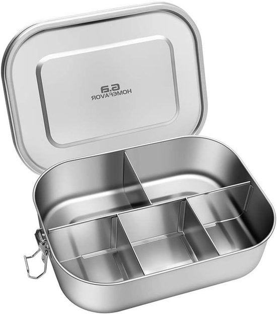 Roestvrij stalen Bento-box 1400 ml - 5 vakken lunchbox met waterdichte ...