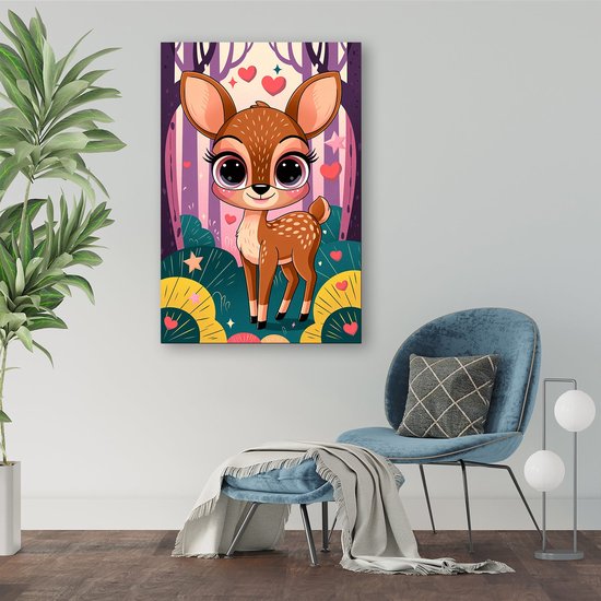 Schattig hertenkalf in kleurrijke wereld - Hert poster - Poster ...