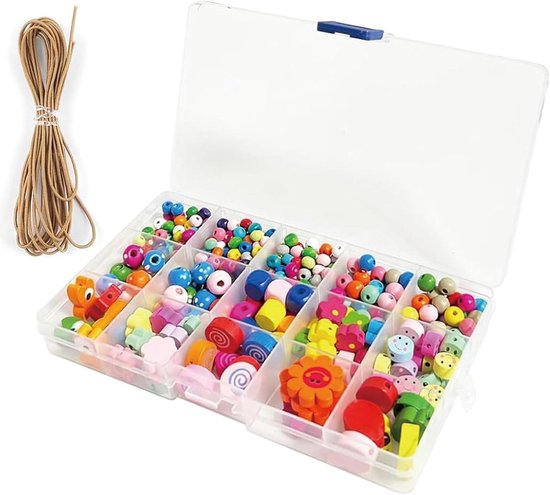 400 stuks houten kralen om te rijgen - 11 soorten kleurrijke kralenset ...