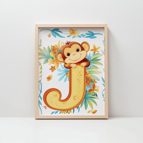 Lijst Muurposter Aap Letter J Fun 30X40 Cm | bol