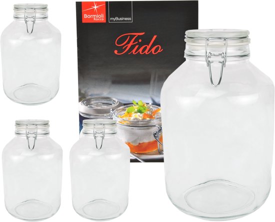 Set van 4 inmaakpotten met draaidop Original Fido 4.0L incl. Bormioli ...