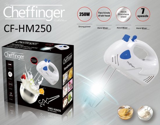 Cheffinger HM250 Handmixer – Krachtig, veelzijdig en gebruiksvriendelijk | bol
