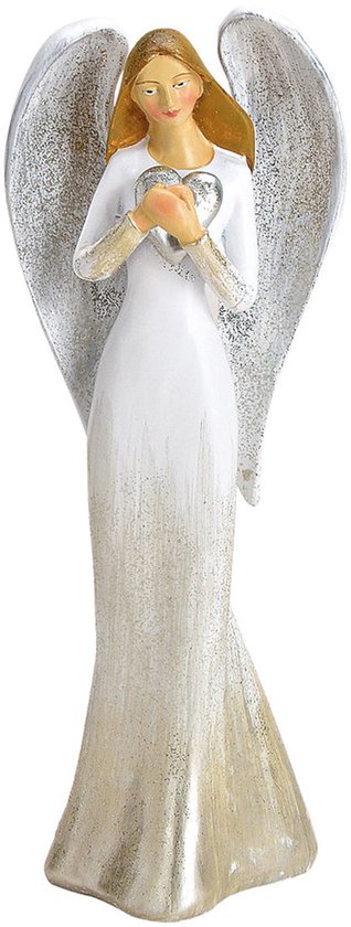 SVJ Deco Object Engel met hart - 19x6x5 cm - Polyester - Wit | bol