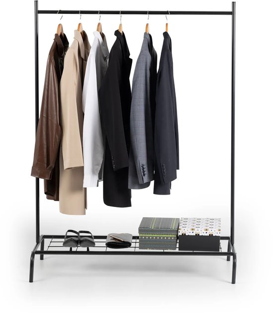 Design Kledingrek - Minimalistisch - Metaal - 127x104x50 CM - Zwart ...