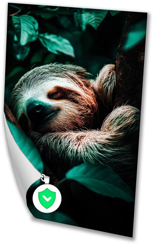 Slapende luiaard in dichte jungle - Sloth poster - Poster dieren ...