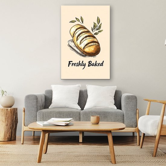 Vers brood artistiek getekend - Brood wanddecoratie - Posters voedsel ...