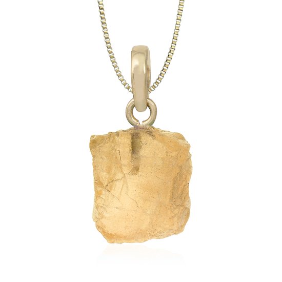 Natuursieraad - 925 sterling zilver goud verguld ruwe citrien ketting ...