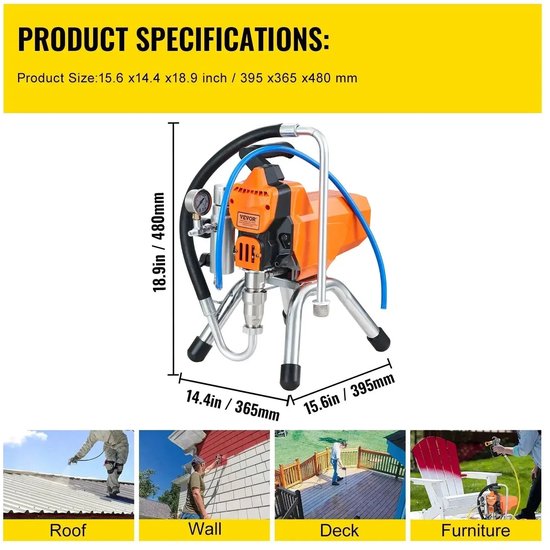 Airless Verfspuit - Hogedrukreiniger - Spuitpistool met Nozzle - 9m Slang - 3000 PSI -... | bol