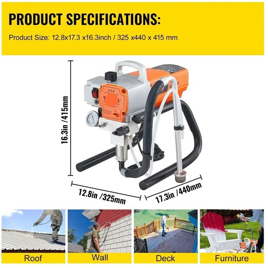 Airless Verfspuit - Hogedrukreiniger - Spuitpistool met Nozzle - 9m Slang - 3000 PSI -... | bol