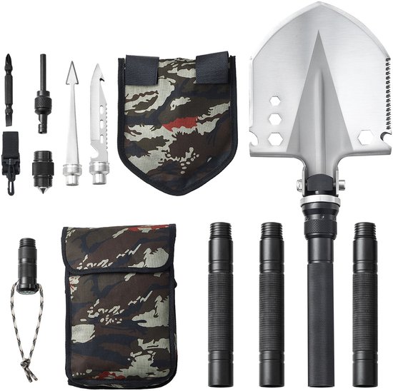 13-in-1 Survival Schep – Opvouwbaar Multitool voor Kamperen, Wandelen ...
