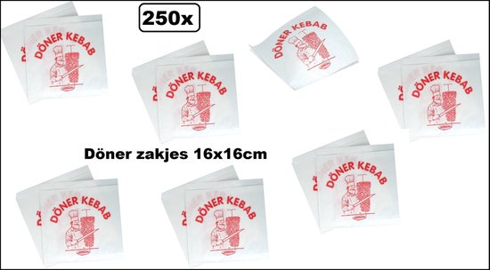 250x Broodje / Döner Kebab zakjes 16x16cm - Doner Kebab - Belegde ...