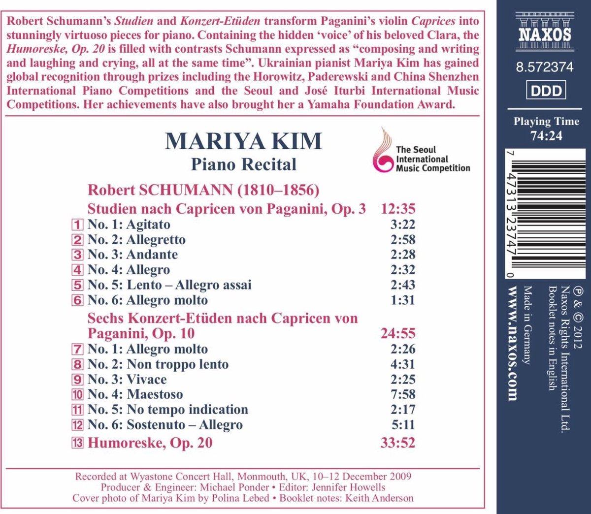 Mariya Kim: Piano Recital, Mariya Kim | CD (album) | Musique | bol.com