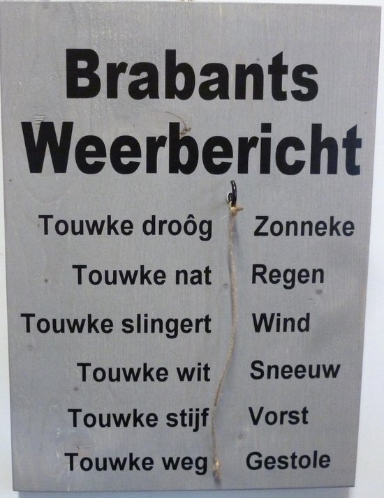 tekstbord brabants weerbericht grijs steigerhout 30x40cm | bol.com