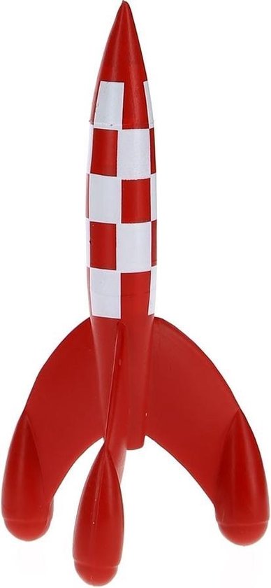 Kuifje raket - klein: 8 cm hoog - rood wit geblokt - Moulinsart | bol.com