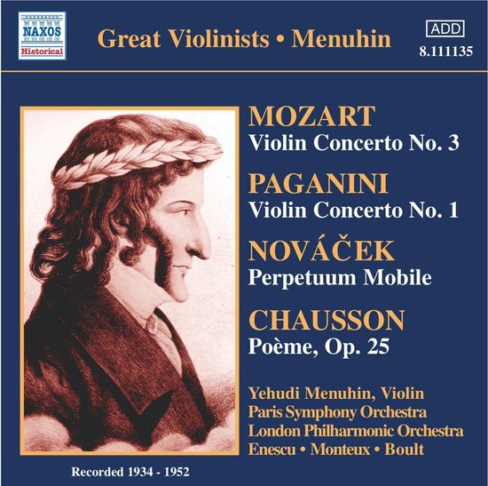 Mozart: Violin Concerto No. 3, Yehudi Menuhin | CD (album) | Muziek | bol.com