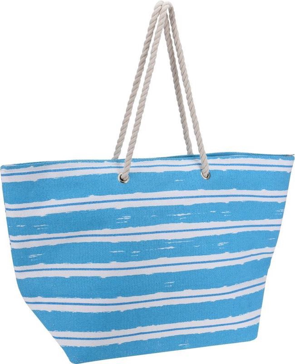 Strandtas blauw met witte strepen | bol.com