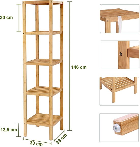 Bamboe Opbergrek - Smal - 5 planken - Naturel | bol