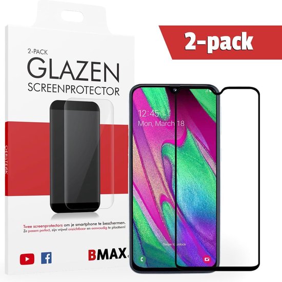 2-pack BMAX Samsung Galaxy A40 Screenprotector Full Cover Glas | Beschermglas |... | bol.com