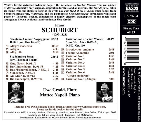 Uwe Grodd & Matteo Napoli - Schubert: Flute & Piano Music (CD), Matteo ...