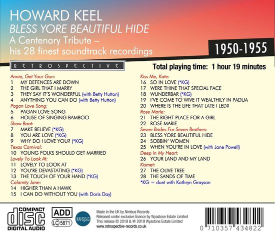 Howard Keel - Bless Yore Beautiful Hide (CD), Howard Keel | Muziek | bol