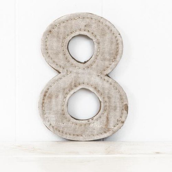 Wandcijfer 8 | Cijfer aan de muur 8 | Muurcijfer 8 Grijs Wit | nummer 8 ...