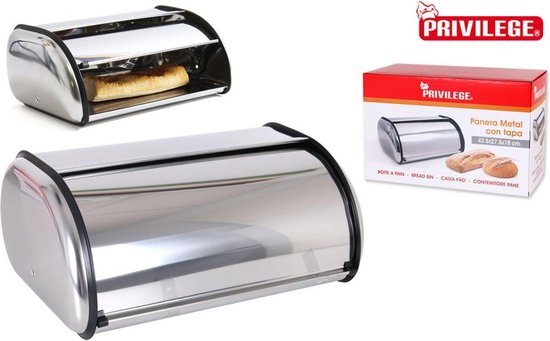 Privilege Brooddoos met schuifdeksel - Broodtrommel - Broodkast - RVS ...