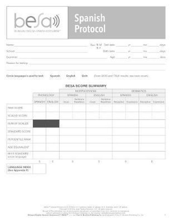 Bilingual English-Spanish Assessment™ (BESA™): Spanish Protocol ...