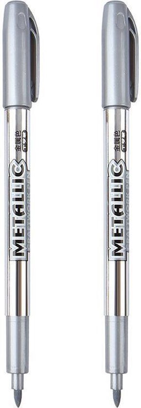 Metalen markeerstiften, 2 stuks metallic markers zilver, permanente ...
