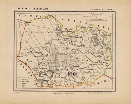 Historische kaart, plattegrond van gemeente Neede in Gelderland uit ...