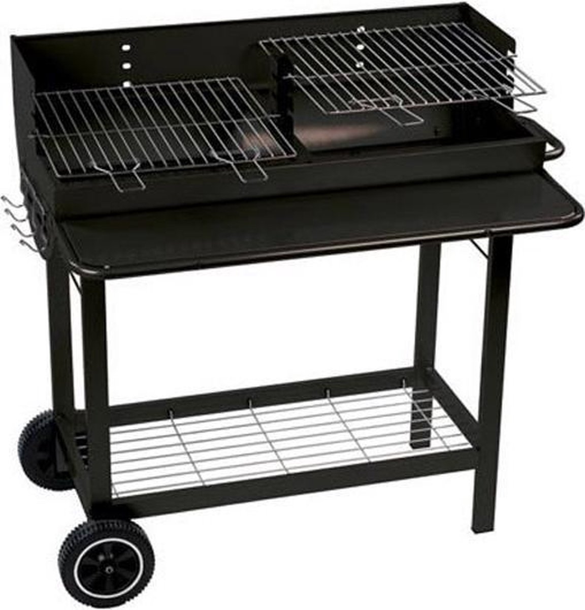 Perel Familie Houtskoolbarbecue - 103x62x92 cm - Verrijdbaar - Zwart ...