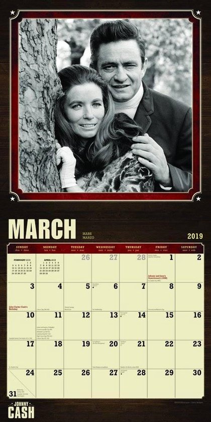 Officiele Johnny Cash Kalender 2019 | bol.com